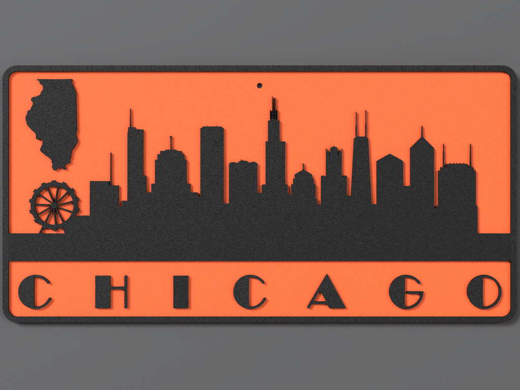 Wall Plate Skyline - Chicago by dantech | Download free STL model ...