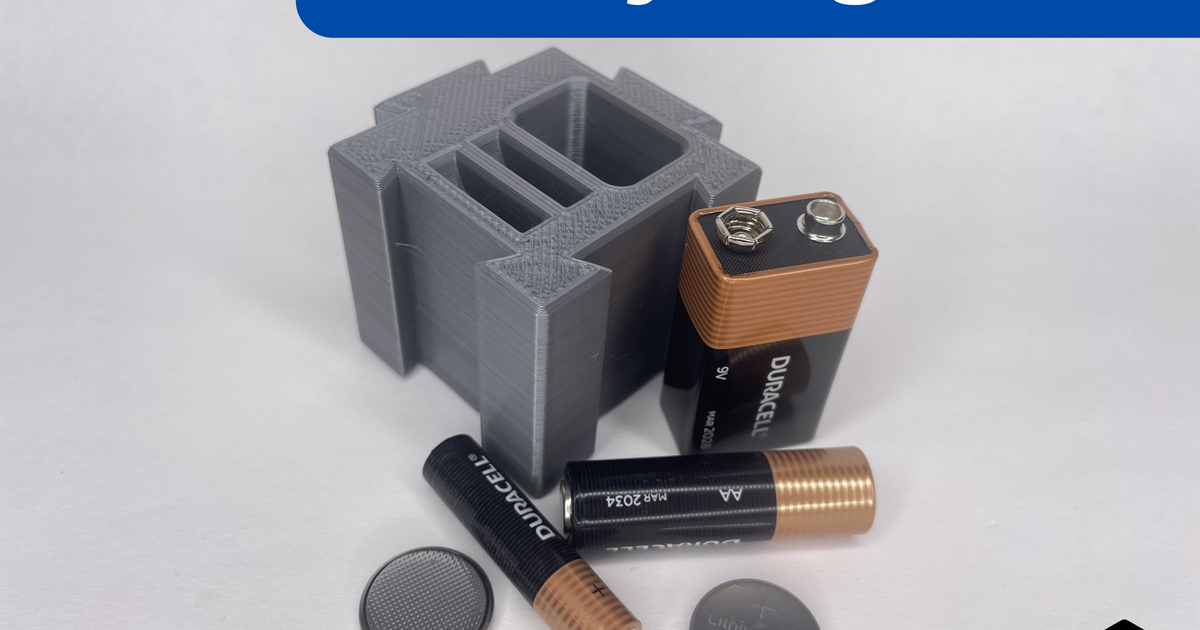 3V Coin Cell, AAA, AA, or 9V Battery Organizer (Modular Dovetail ...