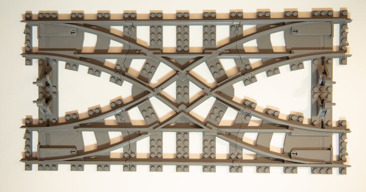 Lego compatible double crossover by lev | Printables Store