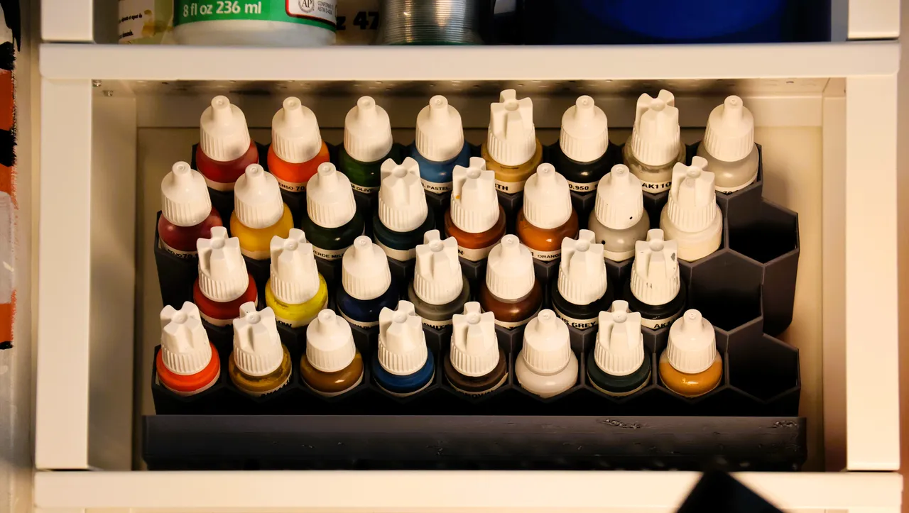 Gridfinity Compatible 17 mL bottle paint rack 2x6 grid for 34 bottles ...