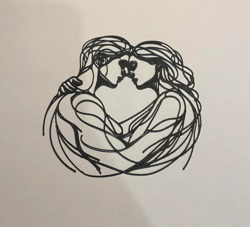 Love couple wall decoration line art by Beniuuu | Download free STL ...