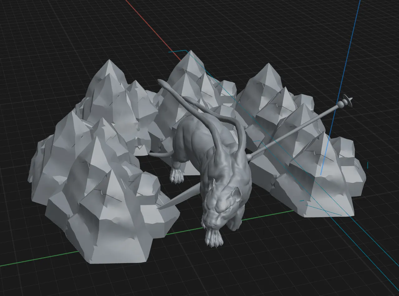 Monster lion with mountain background by Cybertech | Download free STL ...