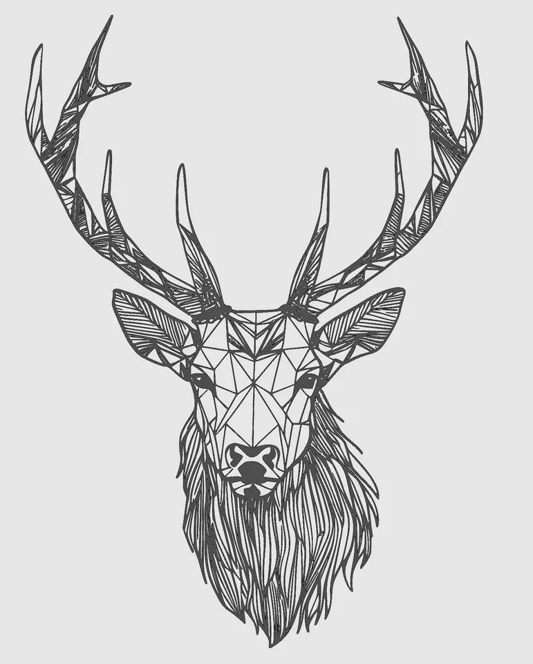 Geometric Elk Line Art by Garage_Tinkerer | Download free STL model ...