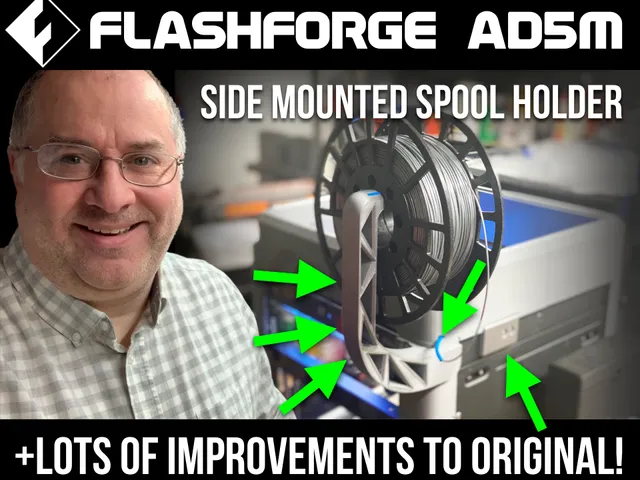 Flashforge Adventurer 5M (AD5M) IMPROVED Spool Holder, Inlet, Runout ...