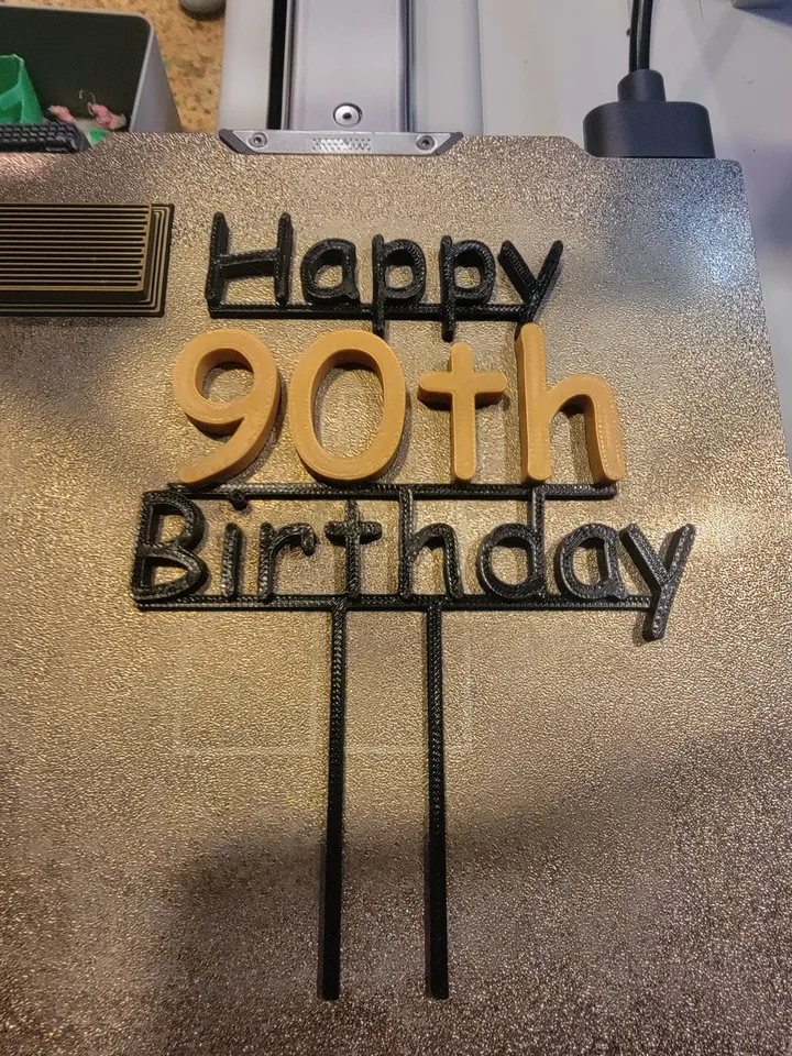 Two color Happy 90th birthday Topper by Indy3dGuy | Download free STL ...