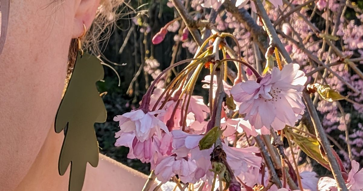 Abstract oak leaf earrings - foliage, leaves, oversized dangling ...