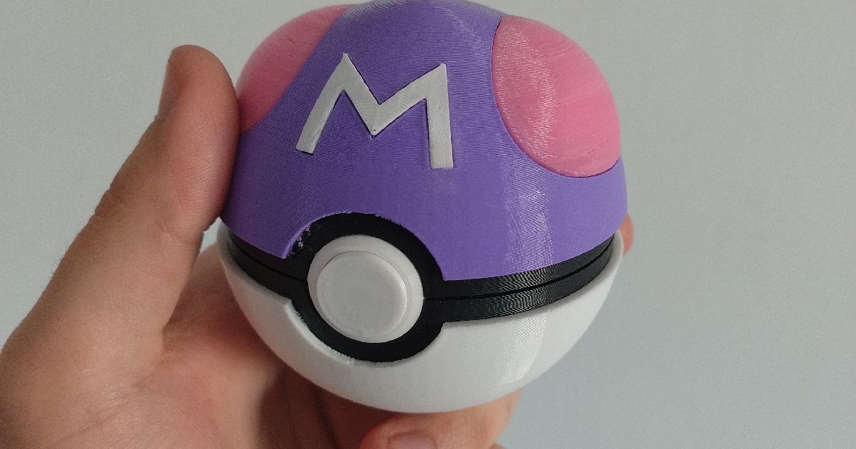 Masterball with hinge (V1.4), functional button and insert for GBA, DS ...