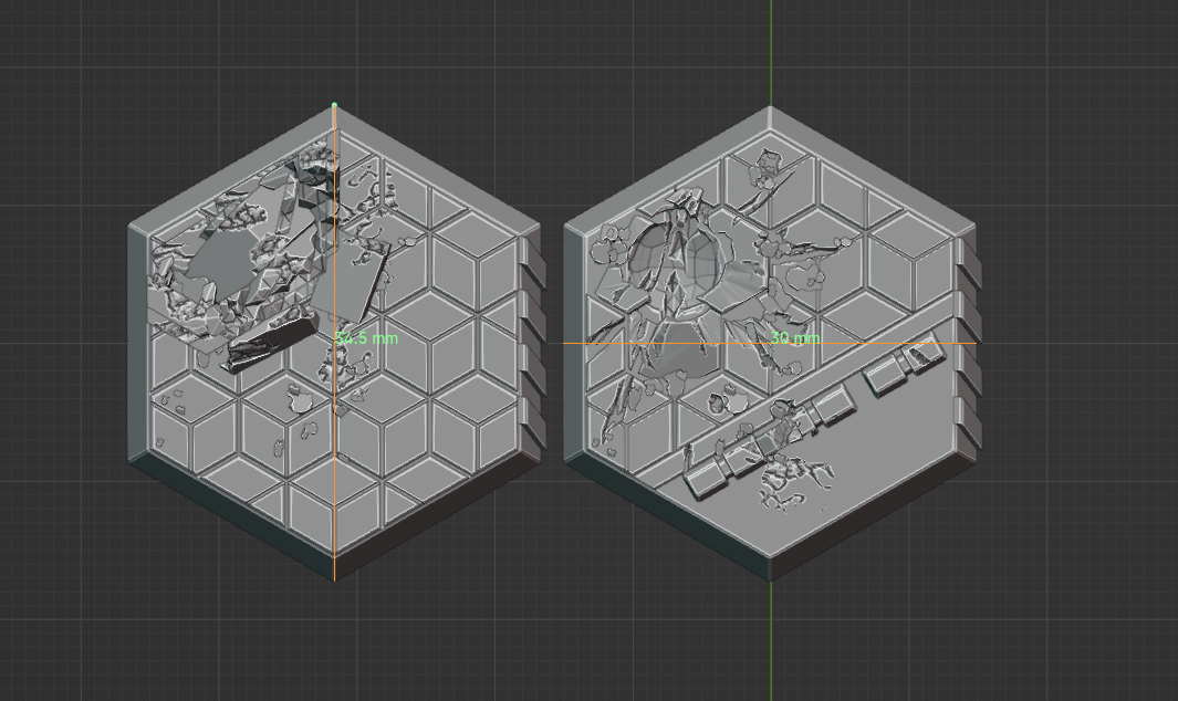 Hex Bases Urban Ruins SET 1 with front indicator for battletech etc. by ...
