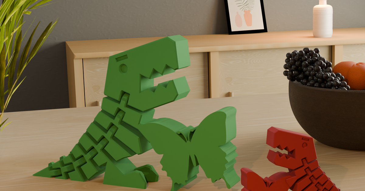 Flexi Rex Holding a Butterfly by Štístko | Download free STL model ...
