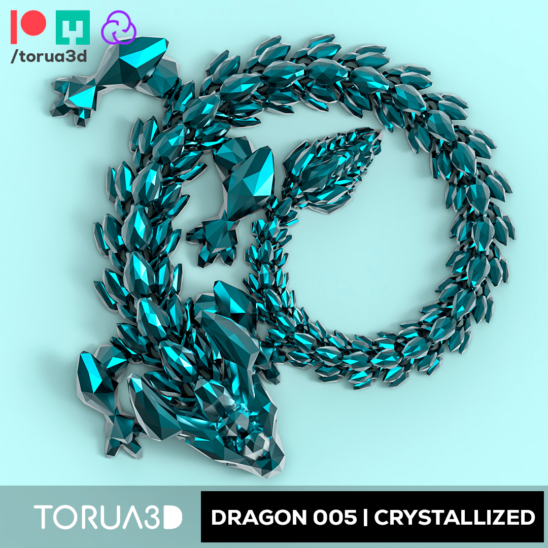 Crystallized Articulated Dragon 005 von Torua3D | Printables Store