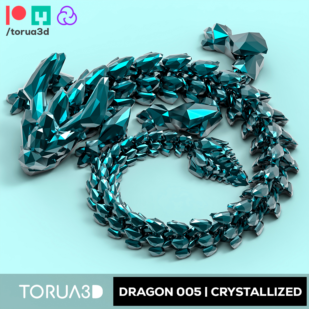 Crystallized Articulated Dragon 005 von Torua3D | Printables Store