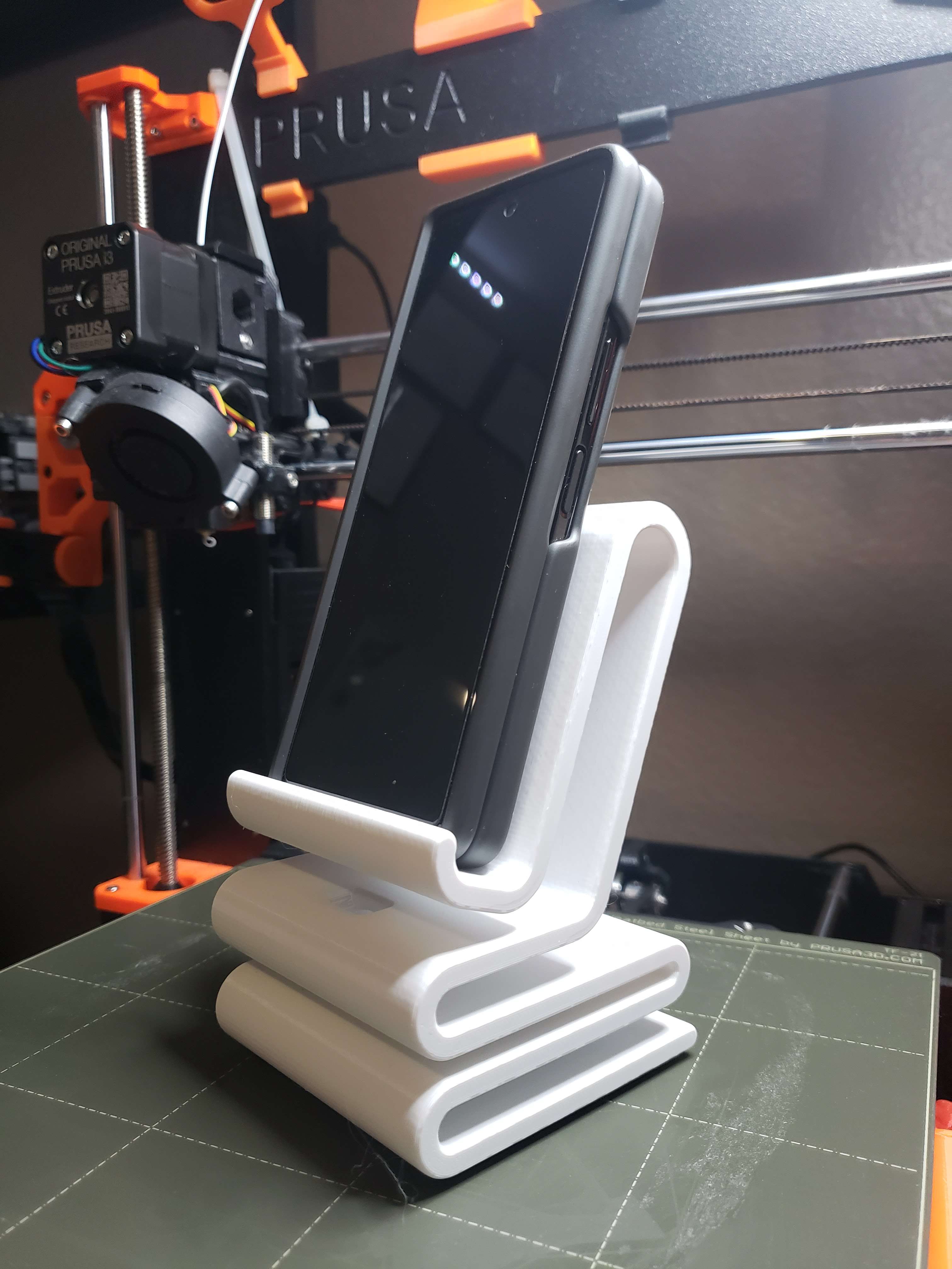 Phone Stand for large phones with cable route by LiamS | Download free ...