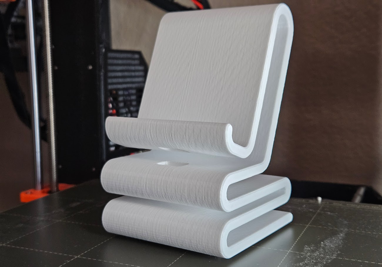 Phone Stand for large phones with cable route by LiamS | Download free ...