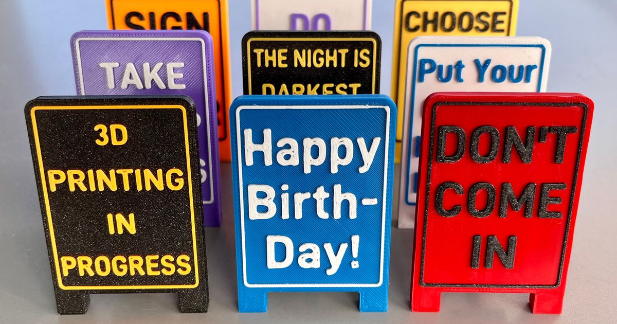 Mini Standup Sign - Single Sided by Plastic Flow | Download free STL ...