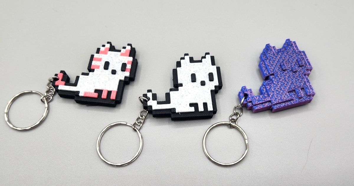 8 Bit Kitty Keychain by FilliFuu | Printables Store