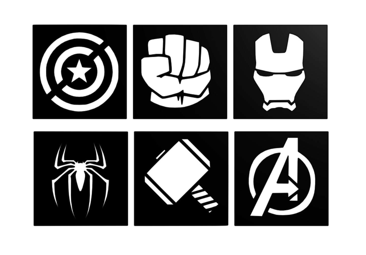 avengers wall art set (spiderman, thor, ironman, hulk, captain america ...