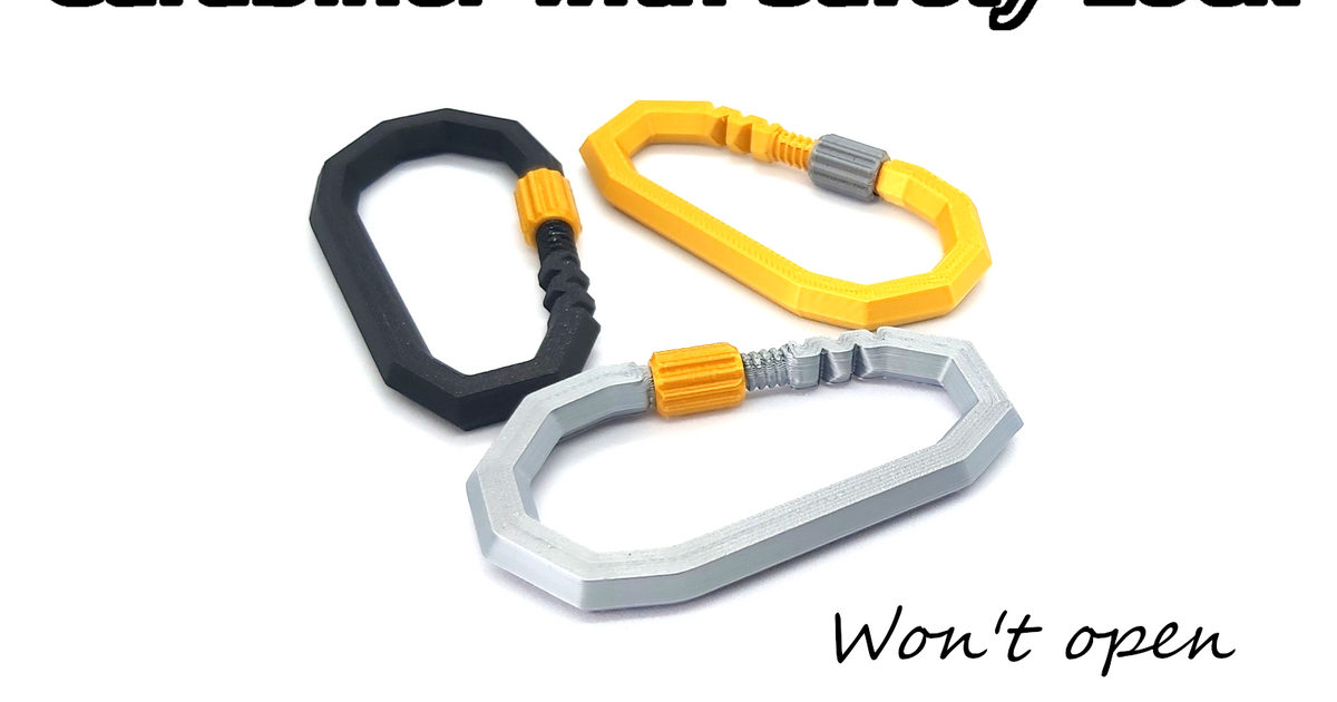 Rectangular Carabiner with Safety Lock by LuBi Tech | Download free STL ...