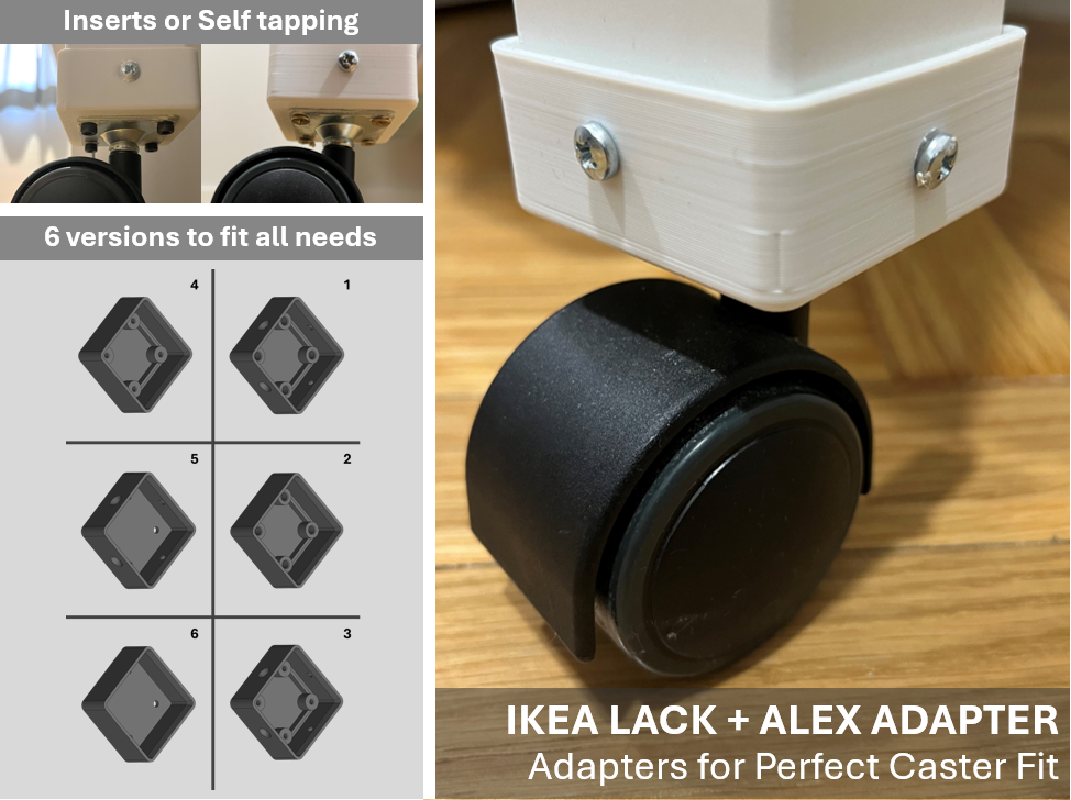 IKEA Lack table adapter feet for IKEA Alex caster wheels by Muffelkraft ...