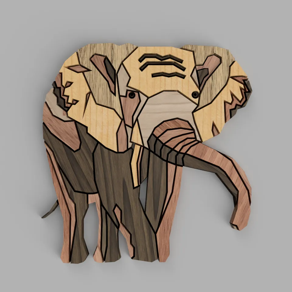 Geometric Elephant Wall Art by kanga | Download free STL model ...
