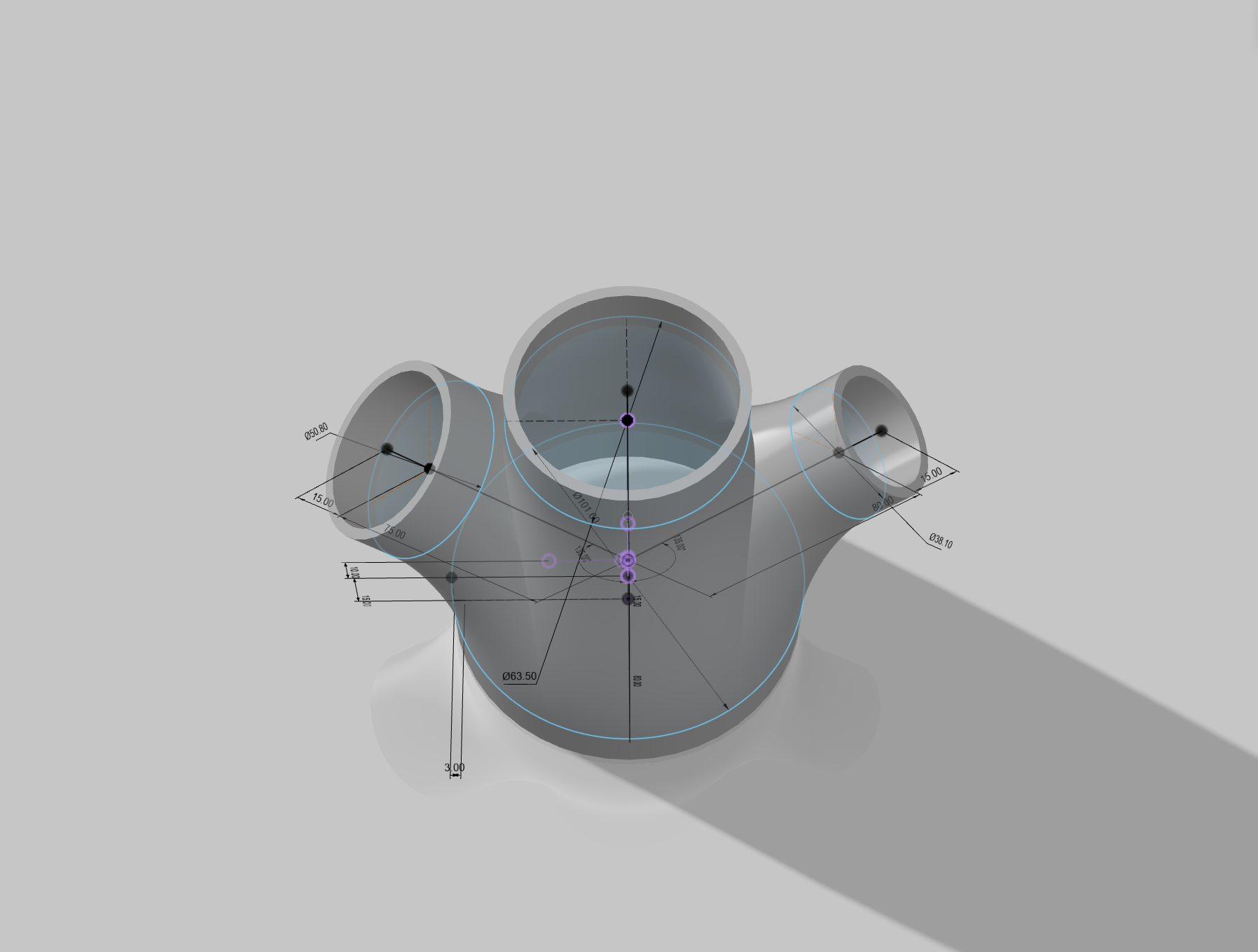 Parametric Three Way Inline Splitter Pipe or Hose Fitting by mscalora | Download free STL model ...