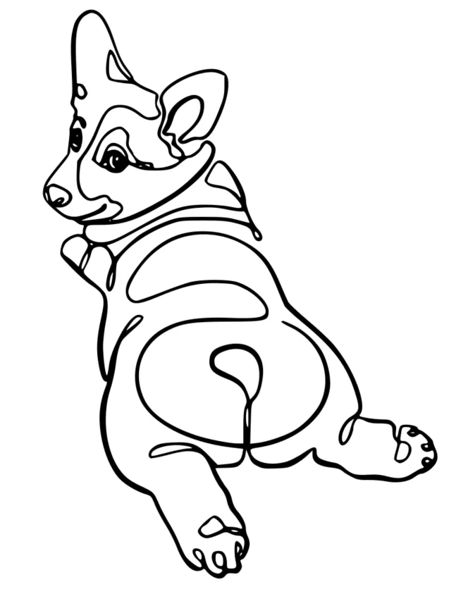 line drawing of corgi