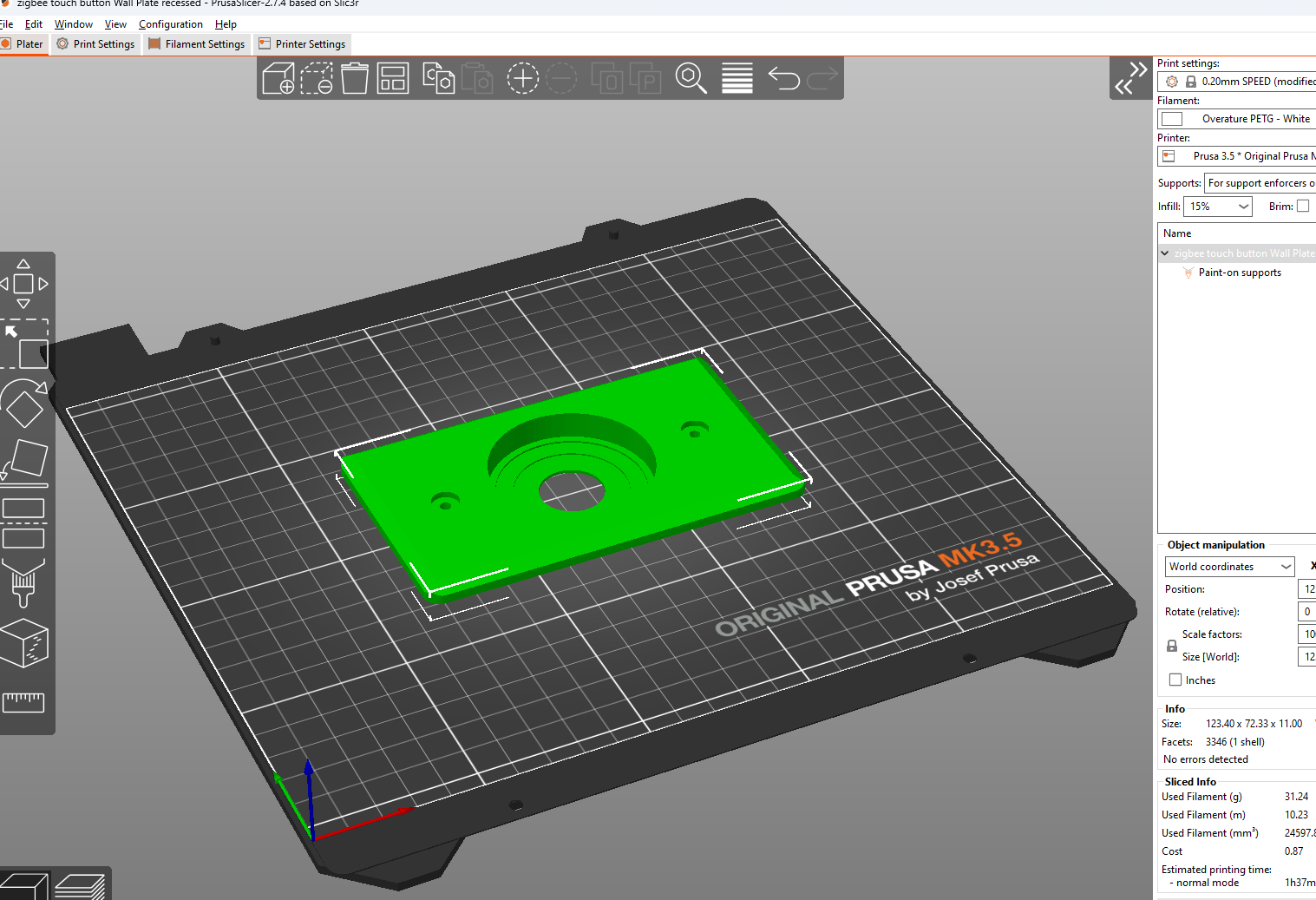 Smart Home Button Wall Plate for 50mm Zigbee Smart Home Button by ...