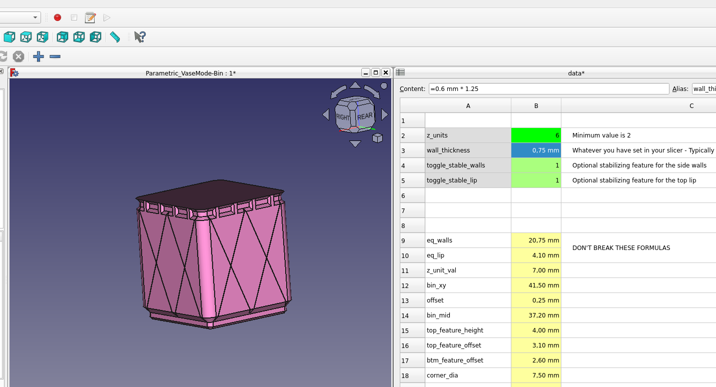 A better parametric FreeCAD template for gridfinity VASE MODE bins by Groon | Download free STL ...