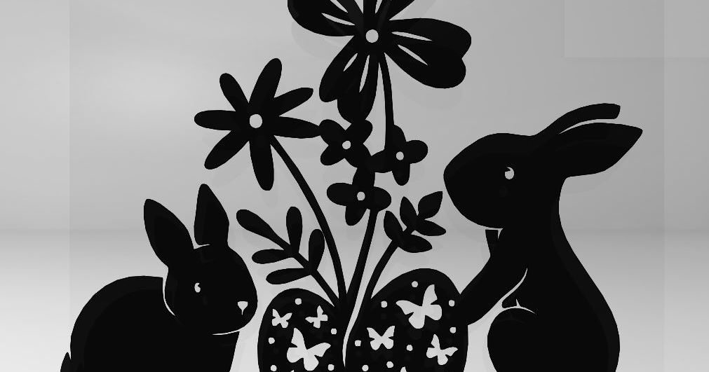 LINE ART EASTER BUNNY 4, WALL ART EASTER BUNNY, 2D ART EASTER BUNNY ...