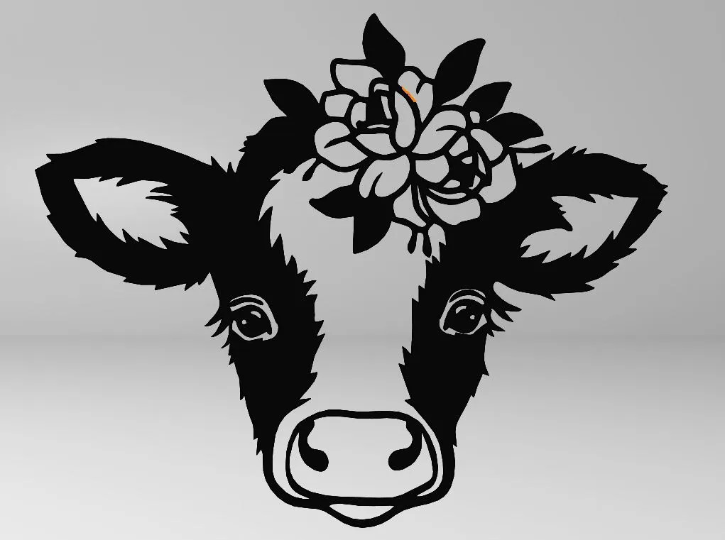 LINE ART COW, 2D COW, CUTE COW, FLOWER COW, 2D ART COW, 2D ART FLOWER ...