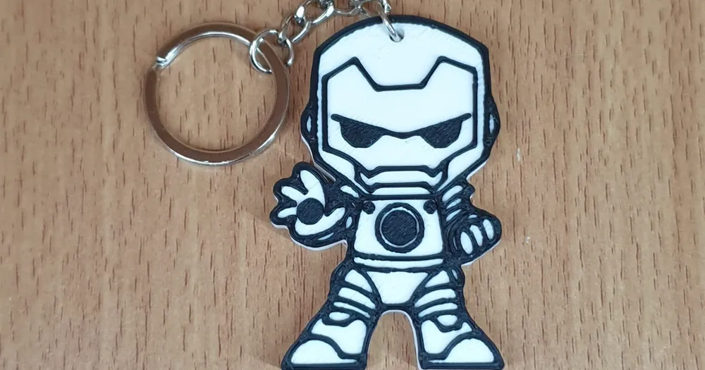 Keychain Iron Man Black and White by Magic Studio 3D | Download free ...