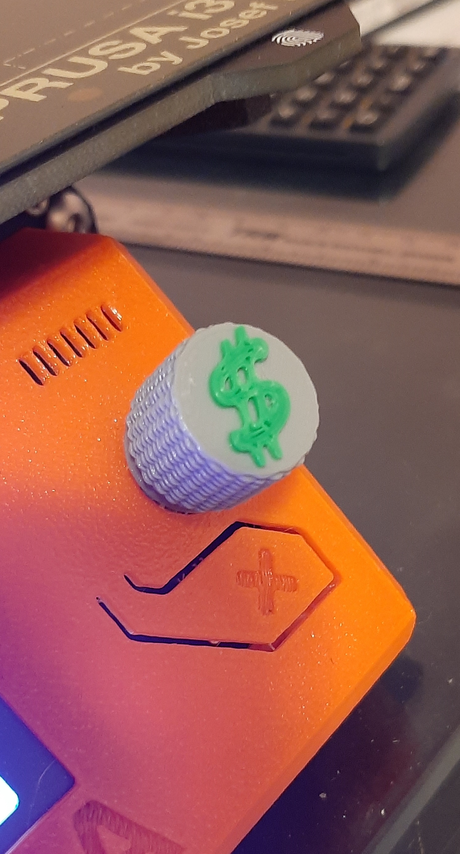 Dollar Sign knurled potentiometer knob, 6mm ID, printer knob by ...