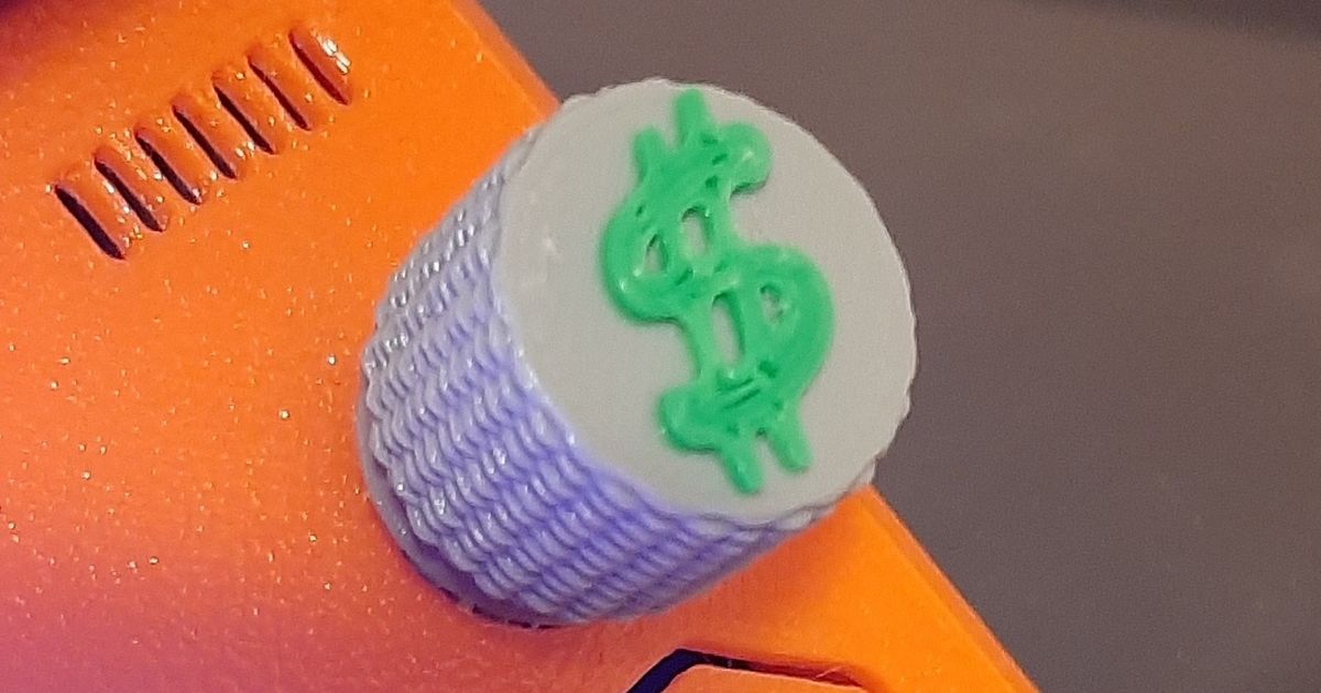 Dollar Sign knurled potentiometer knob, 6mm ID, printer knob by ...