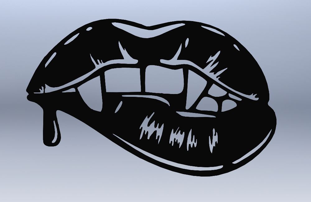 2d art sensual lips, wall art sensual lips, decor sensual lips, line ...