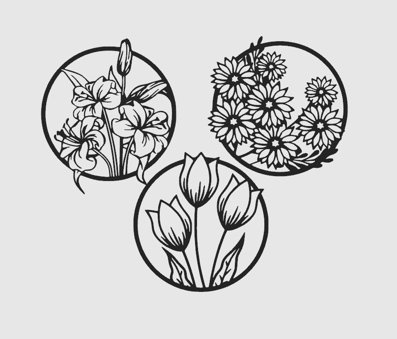 Flowers in circe - wall art by klimoma | Download free STL model ...