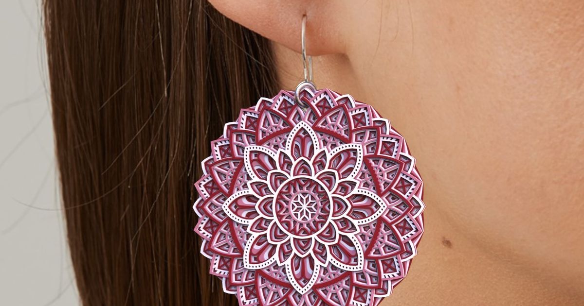 Floral multi color mandala earing by Spike Mix | Download free STL ...