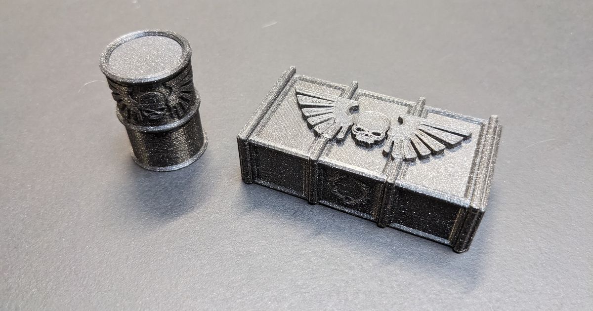 Barrel and Crate (Warhammer 40K Terrain) by Nygaard Design & Udvikling ...