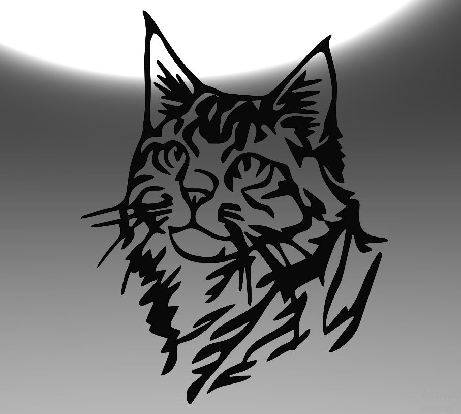 LINE ART CAT , WALL ART CAT, 2D ART CAT, CAT, KITTEN, LE CHAT, WALL CAT ...