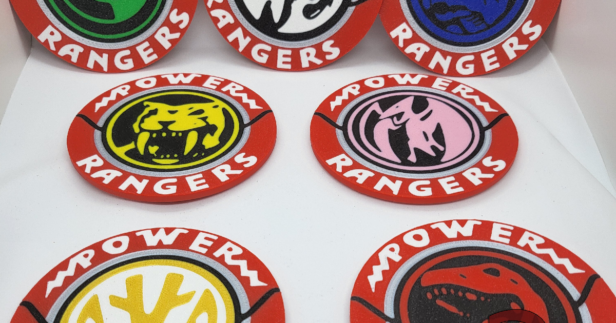 Power Ranger themed coasters AND holder by 3D Gene Designs | Download ...