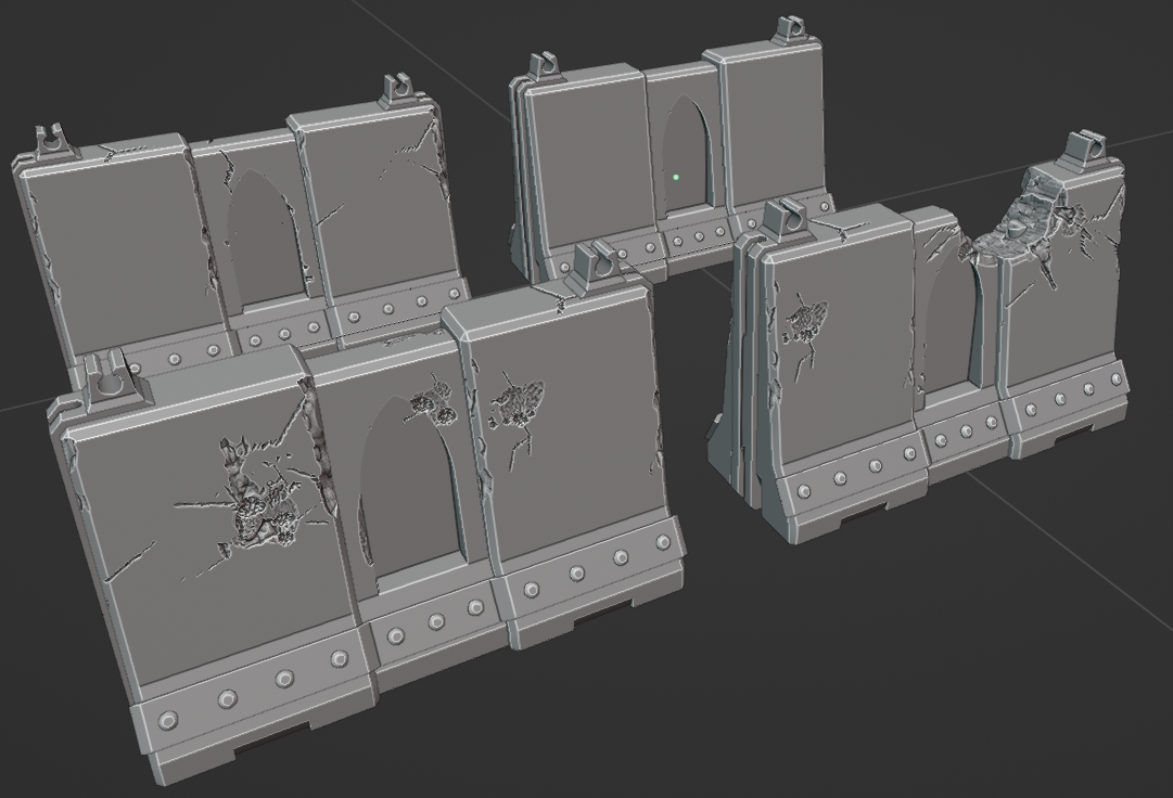 Grimdark terrain tall concrete barriers for wargaming, Warhammer 40k ...
