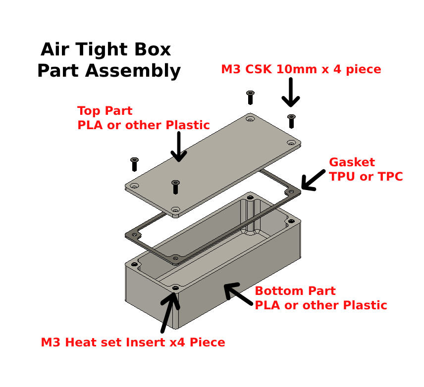 Air tight box 40x40x20mm by XP3Design | Download free STL model ...