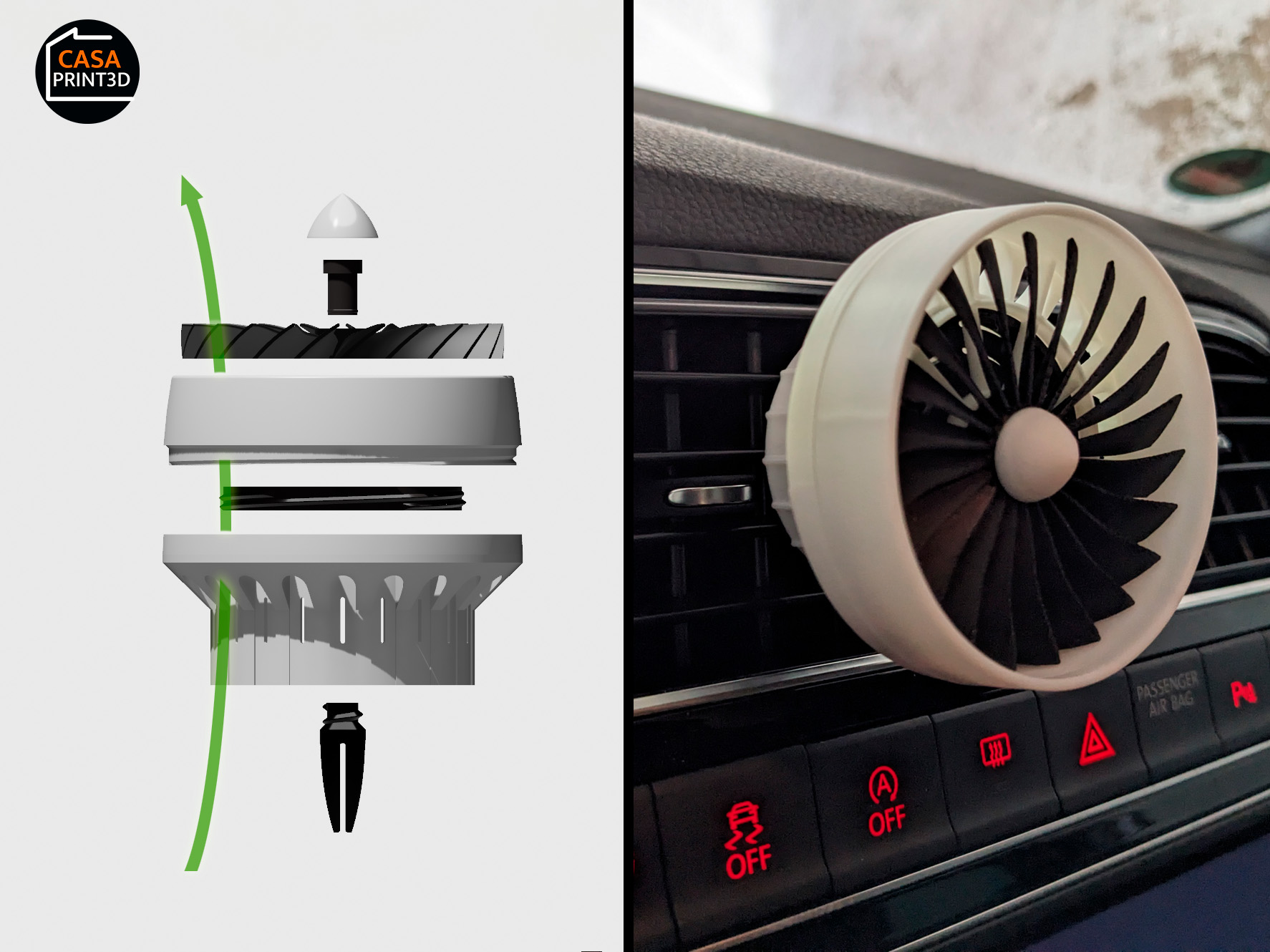 Turbofan aroma diffuser - Car vent mini Jet engine by CasaPrint3D ...