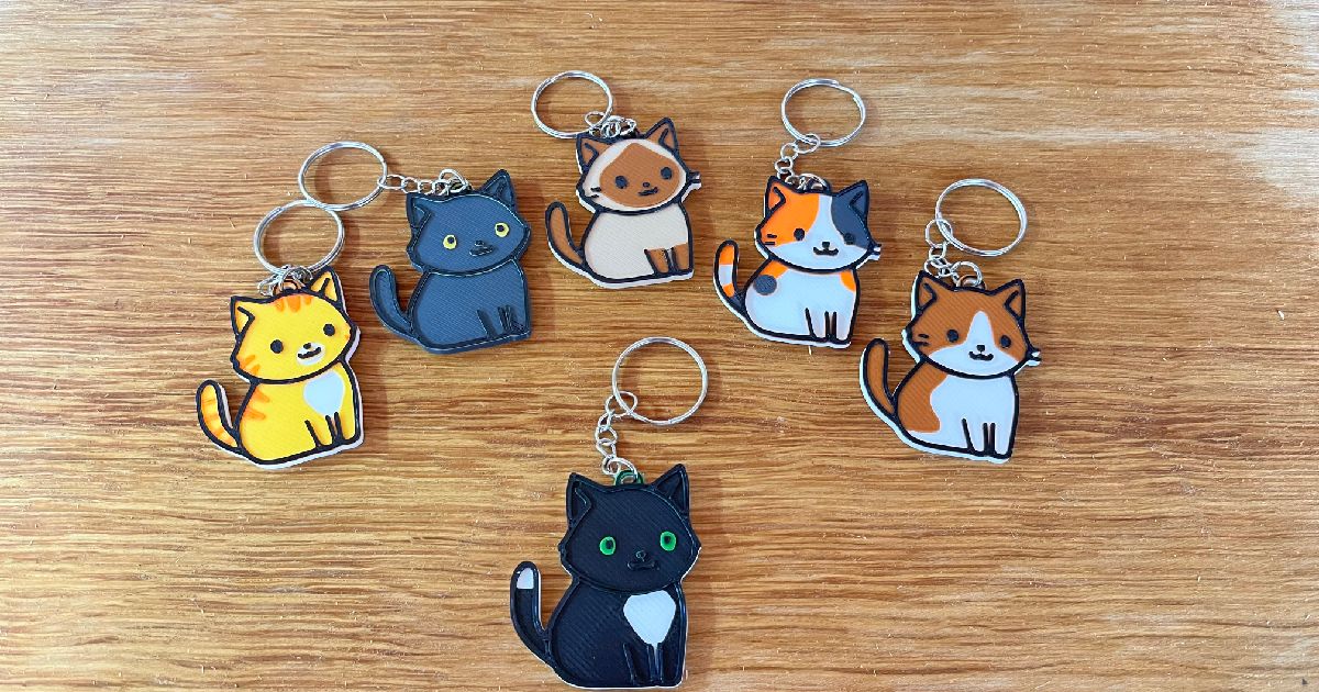 Cute Black & White Cat Keychain by Aztairya | Download free STL model ...