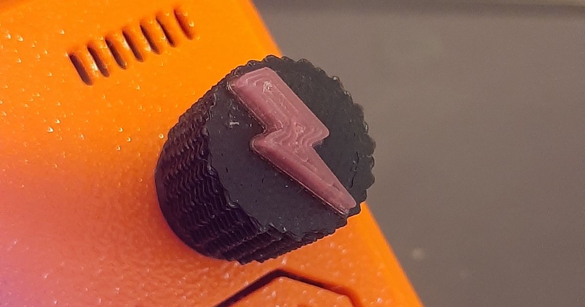 Lightning Bolt knurled potentiometer knob, 6 mm ID, printer knob by ...