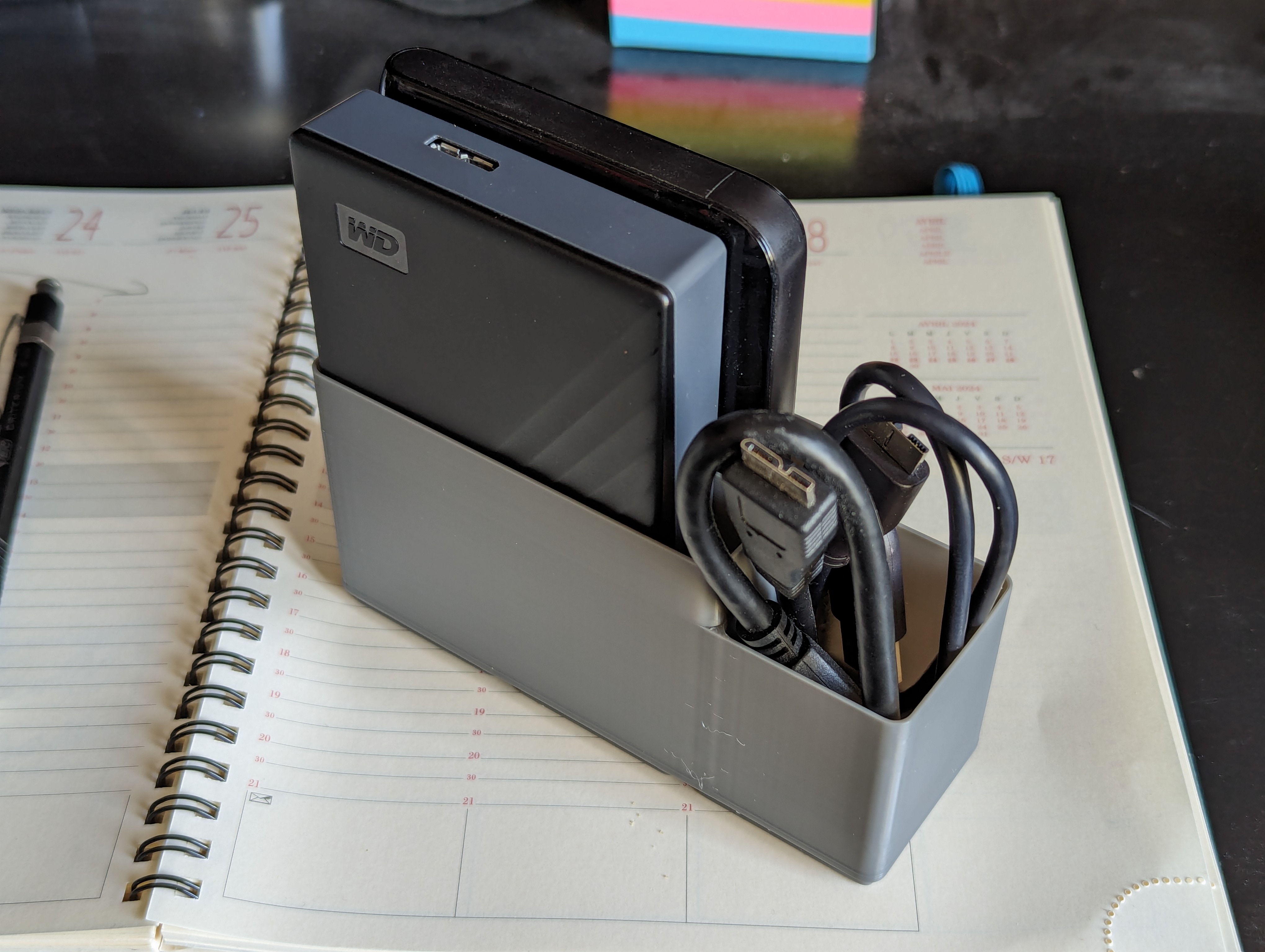Gridfinity WD My Passport HDD dual bin w/ cable sub-bin by Thomas Borie ...