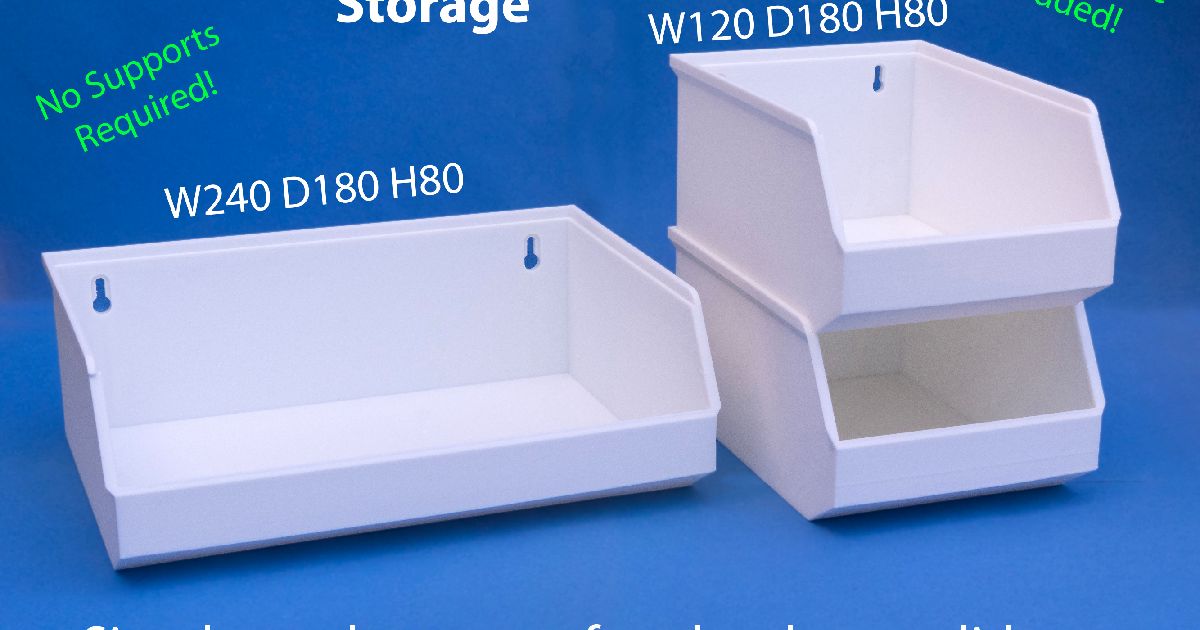 Wall Mountable and Stackable Storage Containers by arthertm3d | Download free STL model ...