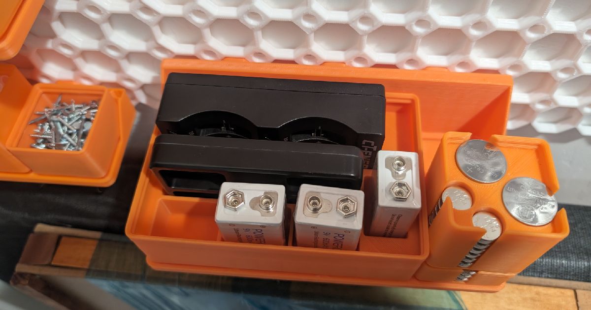 [Customizable] Gridfinity/Multiboard 9 Volt and Coin Cell Battery ...