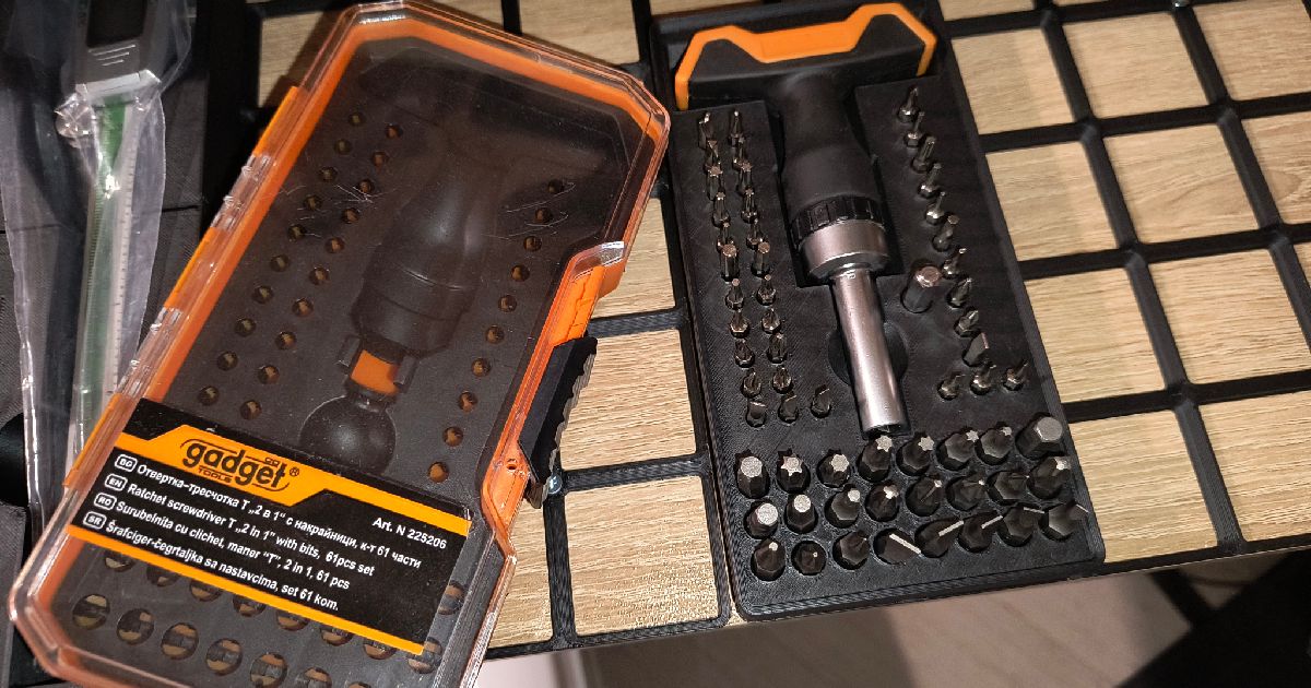 Gridfinity Gadget Tools Ratcher Screwdriver and Bits by Mony Armenchev ...