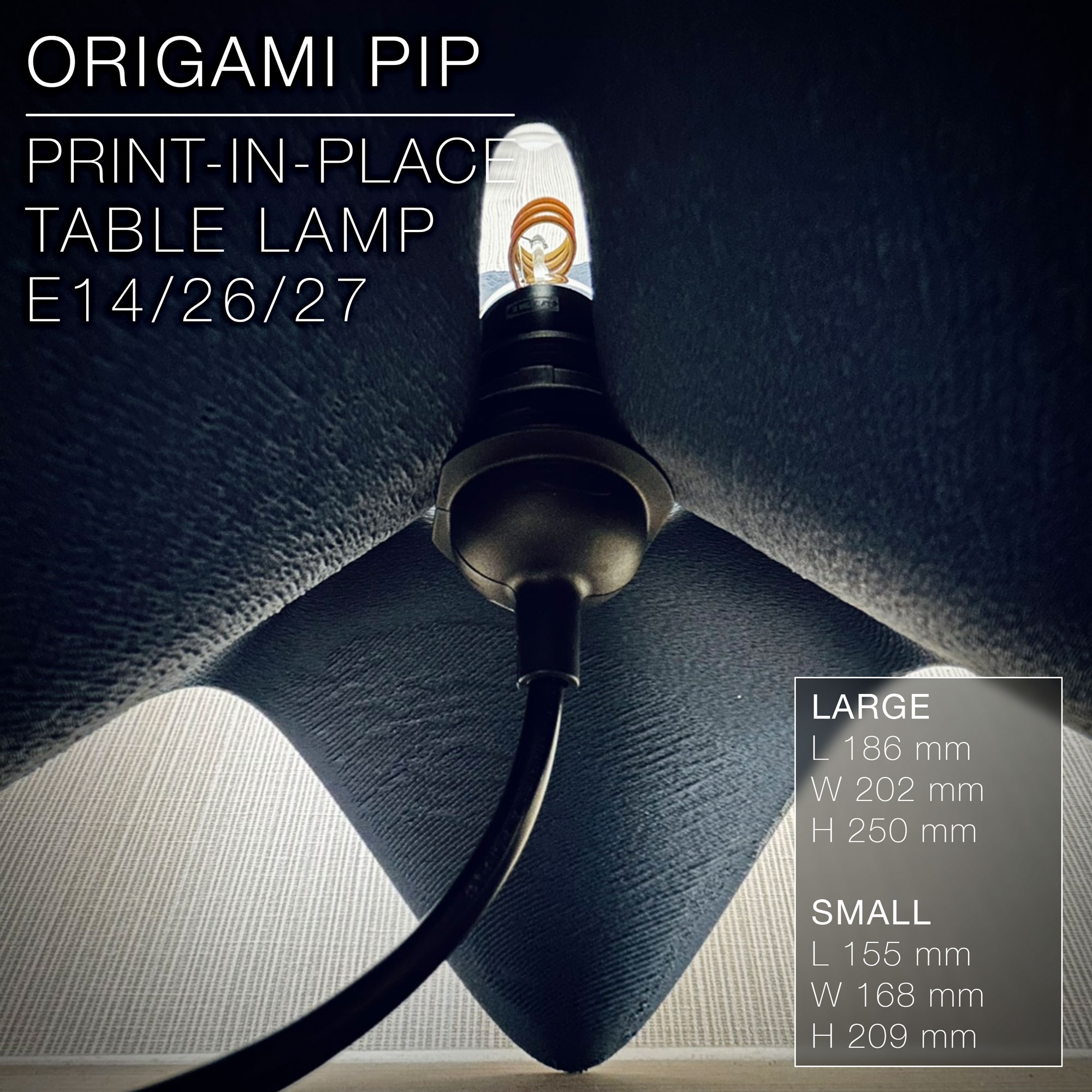 ORIGAMI PIP | Table Lamp E14, E26, E27 print-in-place by Charles Regaud ...