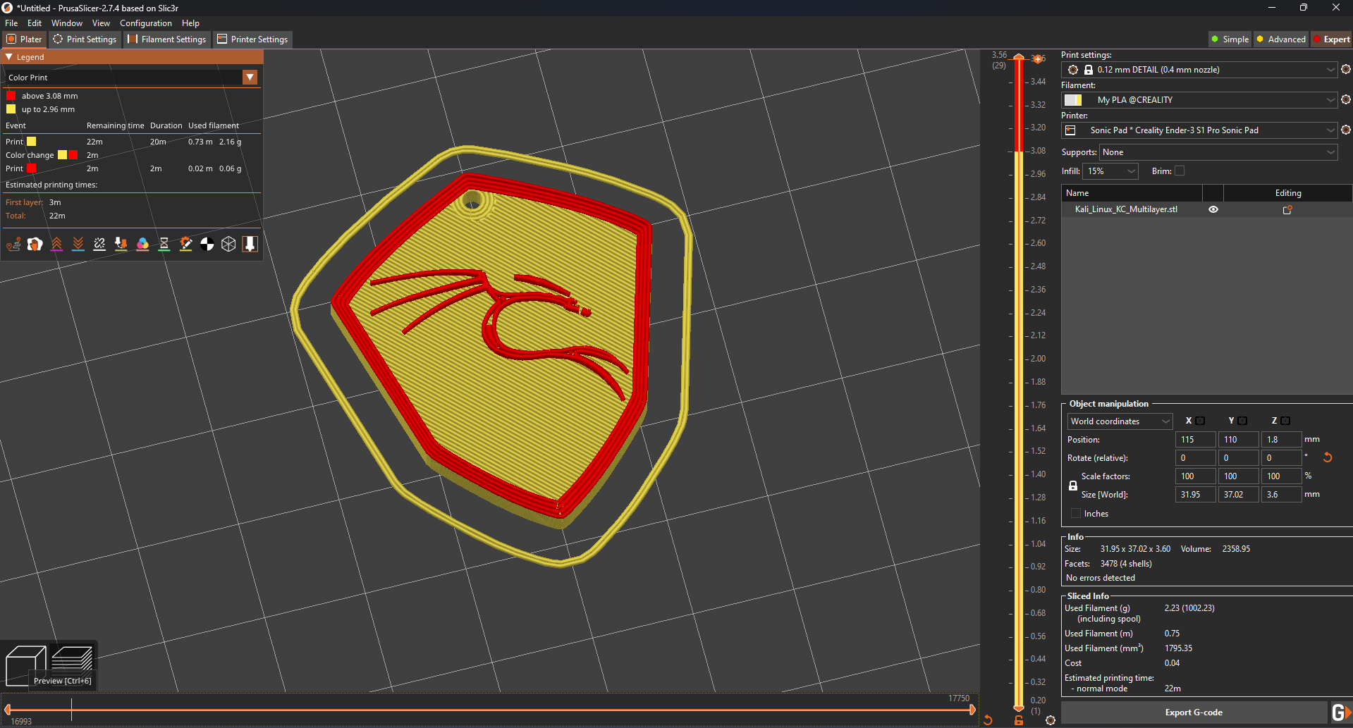Kali Linux logo keychain by florinux | Download free STL model ...