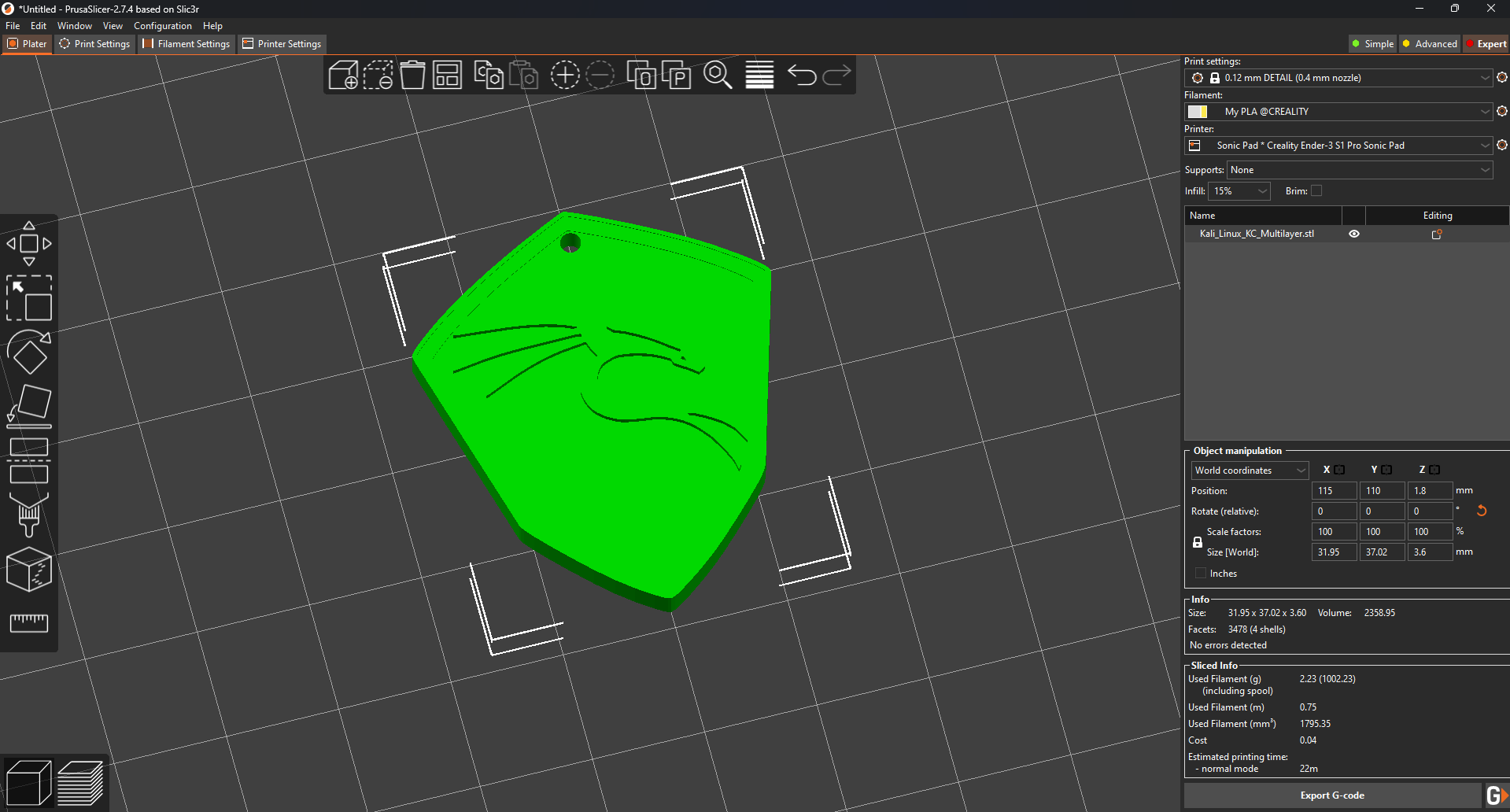 Kali Linux logo keychain by florinux | Download free STL model ...